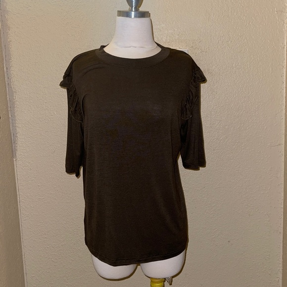 bebe | Tops | Bebe Olive Green Brand New Ruffle Sleeve Top | Poshmark